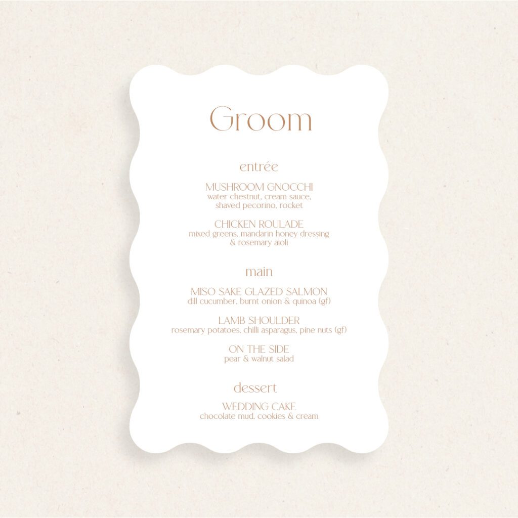 Evermore Single Sided Menus - Gracie Creative
