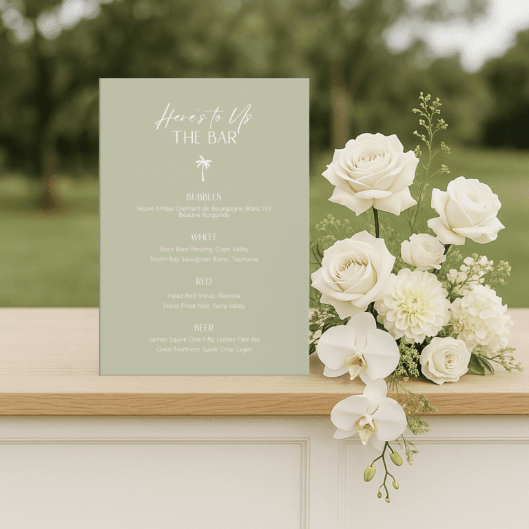 Cove Bar Menu - Gracie Creative